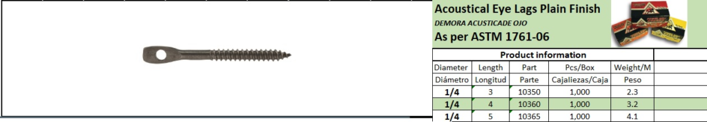 Acoustical Eye Lags – Plain Finish – CYW USA Inc.